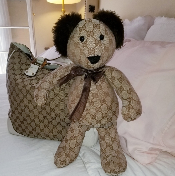 Gucci | Accessories | Custom Made Gucci Teddy Bear In Brown Monogram Gg ...